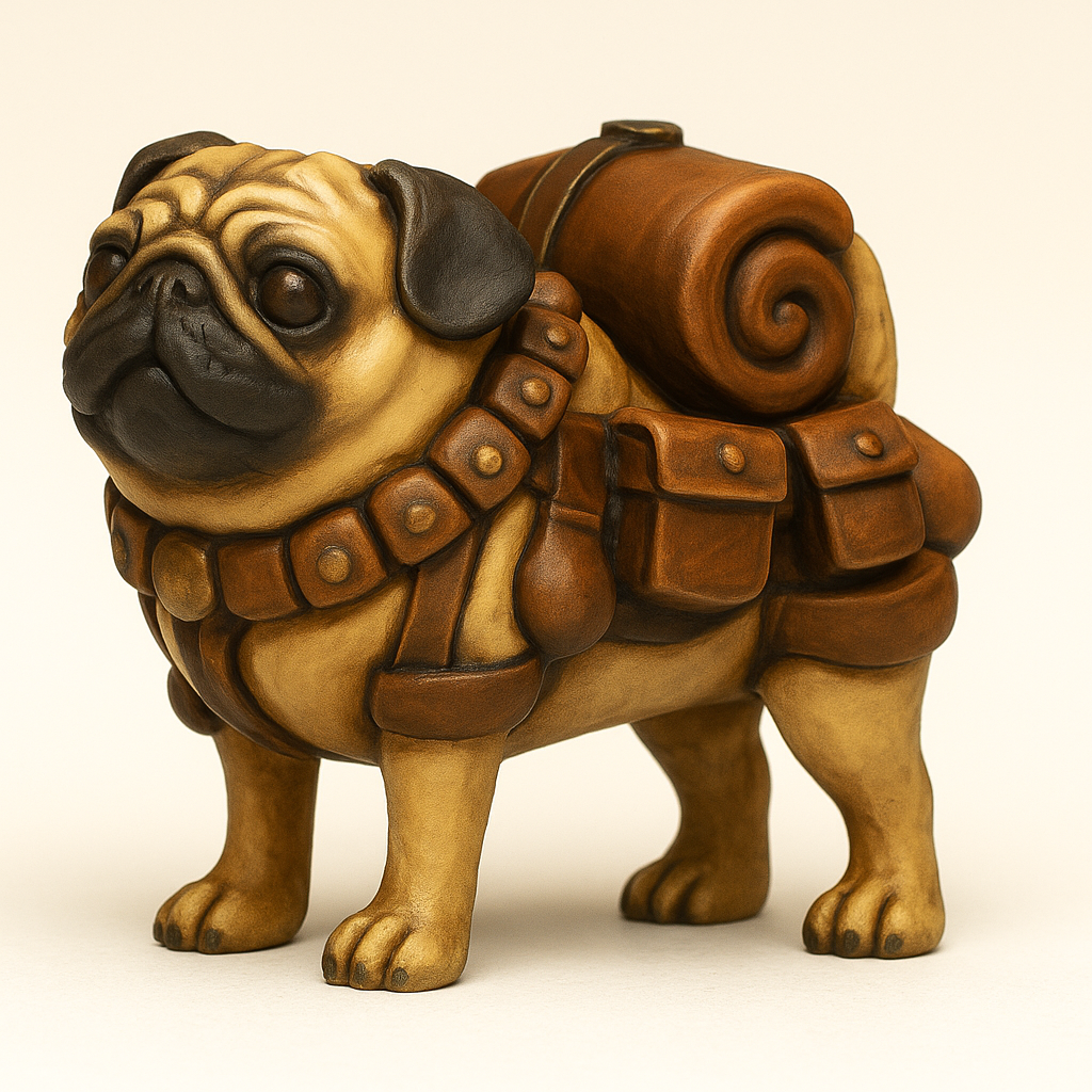 Scale Model Expedition Pug with Backpack Bedroll, A22 – Jager Hobby