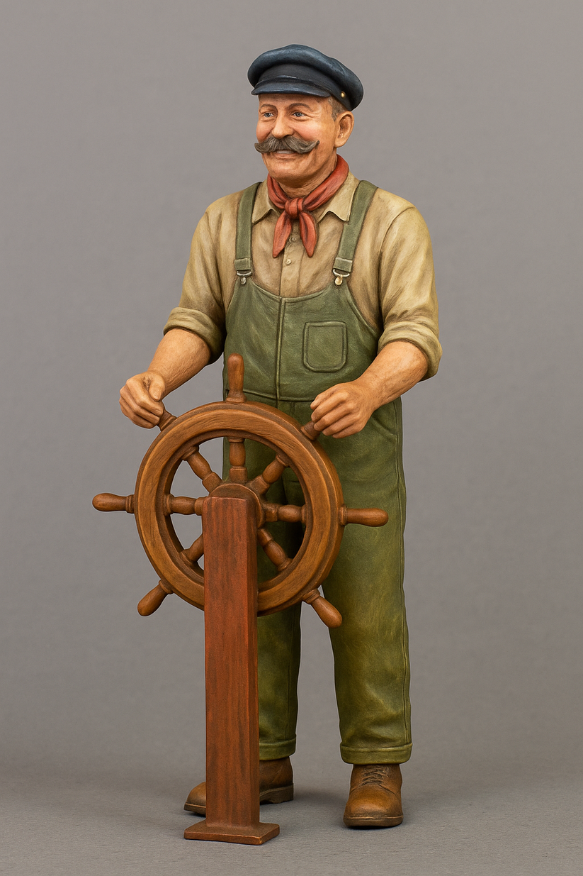 TG6C — Early 20th Century Ship’s Helmsman Unpainted – Jager Hobby
